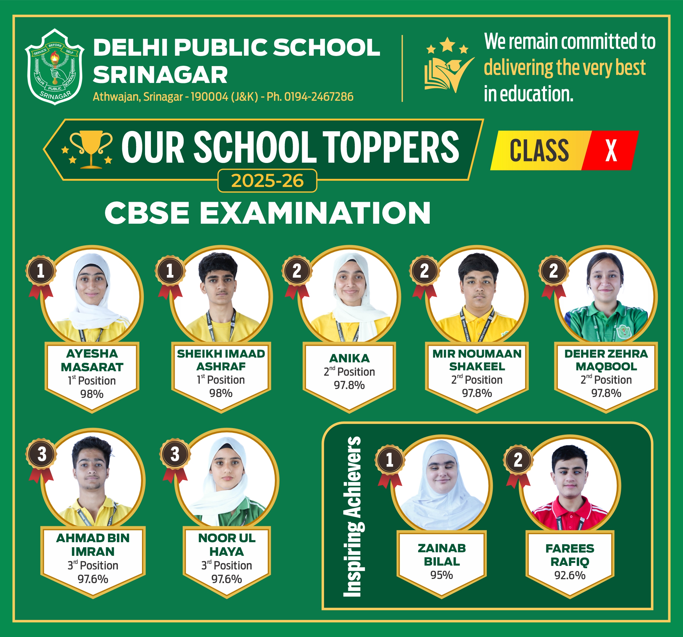 Commitment to Excellence: DPS Srinagar Students Dominate Top Ranks in ...
